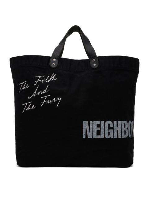 NEIGHBORHOOD Black Washed Canvas Tote | REVERSIBLE