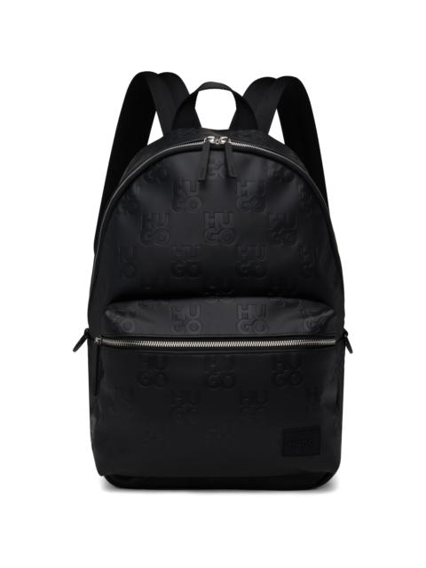 HUGO Black Embossed Logo Backpack | REVERSIBLE