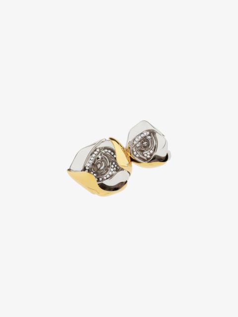 Givenchy FLOWER DOUBLE FINGERS RING IN METAL WITH CRYSTALS | REVERSIBLE
