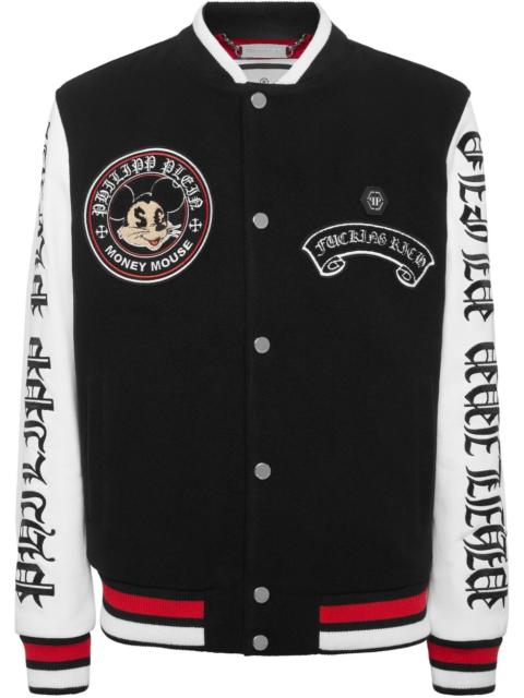 PHILIPP PLEIN Money Mouse-emblem varsity jacket | REVERSIBLE