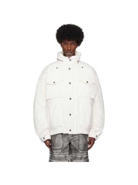 GUESS USA White Cotton Ripstop Parka Jacket | REVERSIBLE