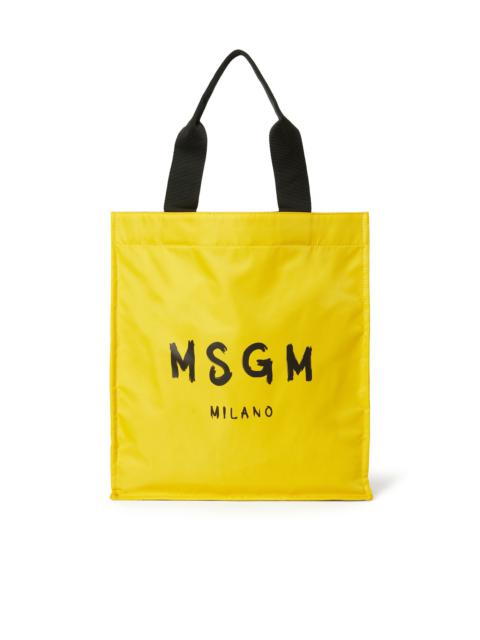 MSGM MSGM signature nylon tote bag with brush stroke logo | REVERSIBLE