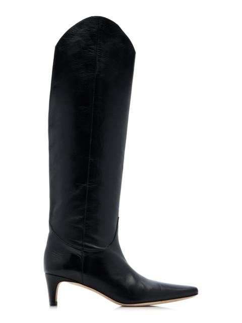 STAUD Wally Tall Leather Western Boots black | REVERSIBLE