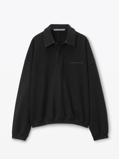 Alexander Wang puffed logo oversized polo top in cotton | REVERSIBLE
