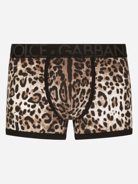 Dolce & Gabbana Two-way stretch jersey regular-fit boxers with leopard ...